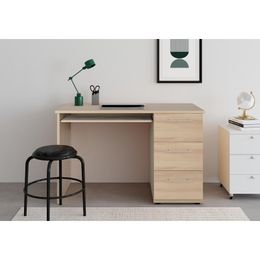 VOGL M&ouml;belfabrik Schreibtisch &raquo;Tobi, mit 3 Schubk&auml;sten&laquo; optional mit Tastaturauszug, Breite 115 cm braun B/H/T: 115cm x 73cm x 56cm,mit Auszug,mit 