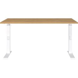 Germania Schreibtisch &raquo;Downey&laquo; h&ouml;henverstellbar von 68-91 cm, verf&uuml;gbar in verschiedenen Breiten braun B/H/T: 140cm x 91cm x 80cm, Gestellfarbe Wei&szlig;