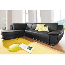Trendmanufaktur Ecksofa &raquo;Rondo, zeitlos und elegant, bequem, L-Form&laquo; wahlweise mit Federkern, wahlweise mit Bettfunktion schwarz Softlux -Kunstleder;