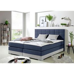 Home Affaire Boxspringbett inklusive Topper und Wendekissen blau Liegefl&auml;che B/L: 180cm x 200cm, Gewicht bis: 80 kg + 80 kg H2 + H2, Bonnell-