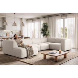 OTTO home Wohnlandschaft &raquo;Merid U-Form, B: 367 cm&laquo; jederzeit durch Module erweiterbar beige 100% Polyester B/H/T: 367cm x 70cm x 206cm, Struktur, 