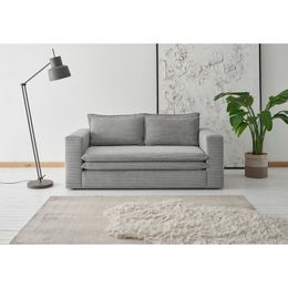 Home Affaire 2-Sitzer &raquo;PIAGGE&laquo; Hochwertiger Cord mit weicher Velours-Struktur grau B/H/T: 180cm x 83cm x 91cm, Webvelours