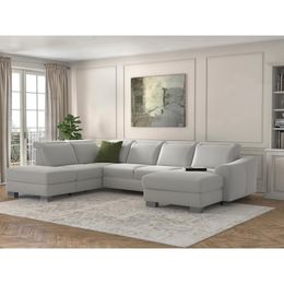 Sit & More sit&more Wohnlandschaft &raquo;Dundee U-Form&laquo; mit Federkern und Edelstahlf&uuml;&szlig;en, wahlweise mit Kopfteilverstellung silber B/H/T: 338cm x 86cm x 219cm, 