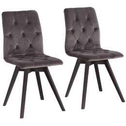 OTTO home Esszimmerstuhl &raquo;Rania&laquo; (Set) 2 Stk.mit Massivholzbeinen grau Holzwerkstoff, Massivholz, Polyester B/H/T: 45cm x 91cm x 55cm, 2 Stk., 