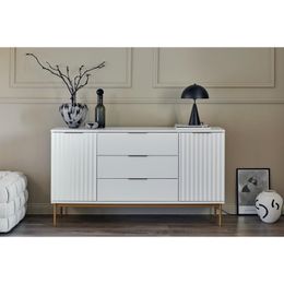 Jahnke Sideboard &raquo;CARVE SB 150&laquo; 1 Stk. tlg. Sideboard, raffiniertes Design, edler Gold-Look, Breite 150 cm wei&szlig; Holzwerkstoff B/H/T: 150cm x 80,8cm x 39,6cm,
