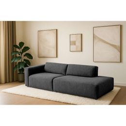 Home Affaire 2-Sitzer &raquo;Noord mit Kedernaht, Breite 227 cm&laquo; Cord, Struktur, Webstoff, mit Wellenunterfederung, Massivholzrahmen grau 100% Polyester B/H