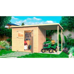 Konifera Gartenhaus &raquo;Amrum 3 aus naturbelassenem Fichtenholz&laquo; inklusive Fu&szlig;boden beige Massivholz Fu&szlig;boden im Gartenhaus, ohne Dacheindeckung