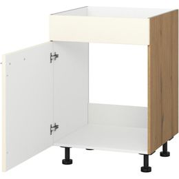 KOCHSTATION Sp&uuml;lenunterschrank &raquo;KS-Trea SPBL60&laquo; Breite 60 cm, H&ouml;he 75 cm wei&szlig; eiche astig, B/H/T: 60cm x 75cm x 56cm, T&uuml;ren: 1 Stk. T&uuml;ranschlag links
