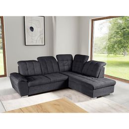 WERK2 Ecksofa &raquo;Brindisi, Multifunktion, bequem & komfortabel, Breite 263cm, L-Form&laquo; mit verstellbaren Kopfteilen, Bettfunktion & Bettkasten grau 95% 