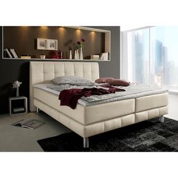 Home Affaire Boxspringbett &raquo;Cafone&laquo; inkl. Topper, 5 Breiten, 3 Matratzenarten und 3 H&auml;rtegraden w&auml;hlbar beige Bezug der Spiegelfl&auml;che Matratzendrell 