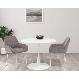 OTTO home Esszimmerstuhl &raquo;Gabbie&laquo; (Set) 2 Stk.mit wei&szlig;en Metallbeinen, Webstoff Bezug, Sitzh&ouml;he 47,5 cm grau 100% Polyester B/H/T: 56cm x 82cm x 60cm,