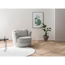Home Affaire Drehsessel &raquo;MAISIE Cord, Lese-Sessel, Love Seat,&laquo; trendige Stoffe MEGA CORD und Web-Velours, 360 Grad drehbar grau Cord, B/H/T: 95cm x 
