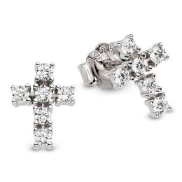 Bruno Banani Damen Paar Ohrstecker &raquo;Schmuck Geschenk Ohrschmuck Kreuz&laquo; mit Zirkonia (synth.) transparent Silber 925 (Sterlingsilber)