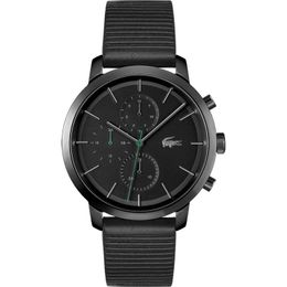 Lacoste Herren Multifunktionsuhr &raquo;Replay&laquo; Quarzuhr, Armbanduhr, Herrenuhr, Datum, Lederarmband schwarz Einheitsgr&ouml;&szlig;e