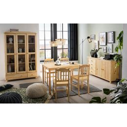 M&ouml;bilia Essgruppe &raquo;Chur&laquo; Set, 5 Stk. tlg. gefertigt aus massivem Kiefernholz beige Massivholz B/H/T: 41cm x 73cm x 75cm, Essgruppe bestehend aus 1 Tisch und 4