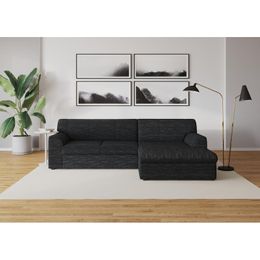 DOMO collection Ecksofa &raquo;Topper, elegant und zeitlos, kompaktes Stellma&szlig; 245/155cm, L-Form&laquo; mit Recamiere, wahlweise mit Schlaffunktion grau B/H/T: 