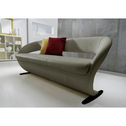 K+w Komfort & Wohnen K+W Komfort & Wohnen Essbank &raquo;Wave, Polsterbank&laquo; in geschwungener Optik mit Metallkufe in schwarz Struktur beige Bronco: Nappaleder pigmentiert, 
