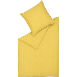 Musterring Bettw&auml;sche &raquo;Ease&laquo; 2 Stk. aus Baumwolle gelb Satin, Obermaterial: 100% Baumwolle B/L: 155cm x 220cm, 1 Stk., 1 Stk., Satin, B/L: 80cm x 80cm, 2 Stk.