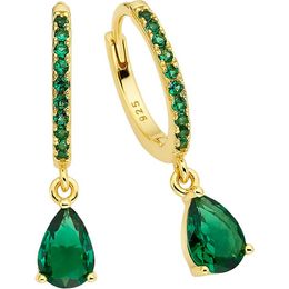 Firetti Damen Paar Creolen &raquo;Schmuck Geschenk Silber 925 Ohrschmuck Ohrringe Tropfenanh&auml;nger&laquo; mit Zirkonia (synth.) oder Spinell (synth.) gold 15,2mm, 