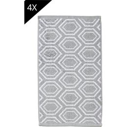 done. Handtuch Set &raquo;Ethno 4x G&auml;stet&uuml;cher (30x50 cm)&laquo; G&auml;stehandt&uuml;cher, Jacquardgewebe, modernes Muster wei&szlig; Jacquard-Walkfrottier, Jaquard-Walkfrottier