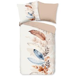 Good Morning Wendebettw&auml;sche &raquo;Mirra&laquo; 2 Stk. 100% Baumwolle, Renforc&eacute;, Rei&szlig;verschluss, Wendeoptik, Federn, Ecru beige Renforc&eacute;, Obermaterial: 100% 