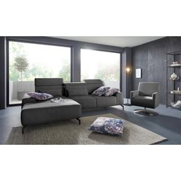 Sit & More sit&more Ecksofa &raquo;Gizeh L-Form&laquo; Fu&szlig;h&ouml;he 15 cm, inklusive Sitztiefenverstellung und Kopfteilverstellung grau B/H/T: 289cm x 178cm, Luxus-Microfaser 