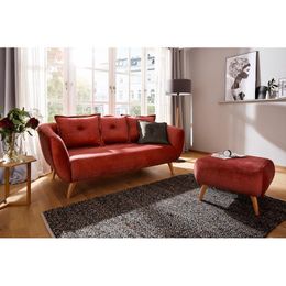 Home Affaire 2,5-Sitzer &raquo;Baggio modern und romantisches Design, bequem&laquo; Zierkissen inklusive orange B/H/T: 196cm x 80cm x 103cm, Veloursstoff