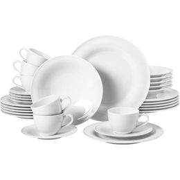 Seltmann Weiden Kombiservice &raquo;Geschirr-Set, Service Beat&laquo; Geschirr, Teller, Tassen, Rillendekor, 30 Teile, f&uuml;r 6 Personen wei&szlig; Porzellan 30 Stk.