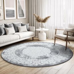 Sanat Teppich &raquo;Harmony 3205, auch als L&auml;ufer und rund&laquo; rund 12 mm H&ouml;he Wohnzimmer, Kurzflor, modern, Orient Optik, Schlafzimmer grau Kunstfaser &Oslash; 200cm 1 