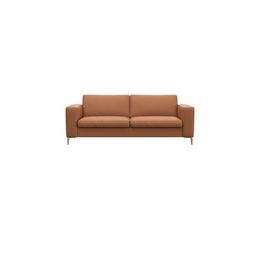 FLEXLUX 2,5-Sitzer &raquo;Fiore, super Sitzkomfort durch Kaltschaum,&laquo; breite Armlehnen, F&uuml;&szlig;e Alu+ Eiche braun 100% Echteder B/H/T: 196cm x 85cm x 92cm, 