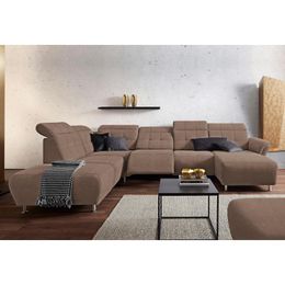 Home Affaire Wohnlandschaft &raquo;Manhattan U-Form&laquo; 2 Sitze mit elektrischer Relaxfunktion, verstellbare Armlehnen beige Luxus Microfaser2 (90% Polyester, 