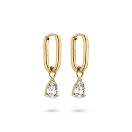 s.Oliver Damen s.Oliver Paar Creolen &raquo;mit abnehmbaren Einh&auml;ngern, Elegant Stones&laquo; mit Zirkonia (synth.) gold Edelstahl