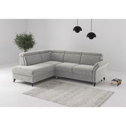 Sit & More sit&more Ecksofa &raquo;Glendale, L-Form&laquo; inkl. Kopfteilverstellung, wahlweise mit Vorziehsitz und Bettkasten grau 100% Polyester B/H/T: 247cm x 84cm x 