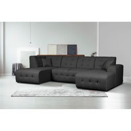Home Affaire Wohnlandschaft &raquo;Nosia U-Form&laquo; incl. 2 Zierkissen, mit feiner Steppung grau 100% Polyester B/H/T: 297cm x 85cm x 163cm, Struktur fein, 