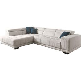 Die PlanBar Ecksofa &raquo;MP-IN15053 L-Form breiter Schenkel&laquo; wahlweise mit Kopfteilverstellung und manueller Vorziehbank beige 100% Polyester B/H/T: 323cm