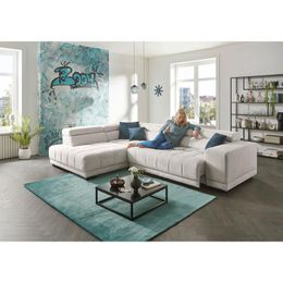 Die PlanBar Ecksofa &raquo;MP-IN15053 L-Form breiter Schenkel&laquo; wahlweise mit Kopfteilverstellung und manueller Vorziehbank beige 100% Polyester B/H/T: 323cm