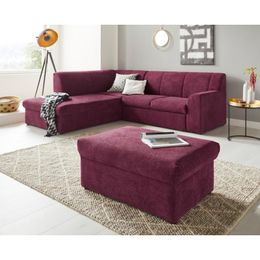 DOMO collection Hocker &raquo;Topper&laquo; mit Wellenunterfederung, auf Kunststoffgleitern lila B/H/T: 93cm x 40cm x 69cm, Chenille-Optik