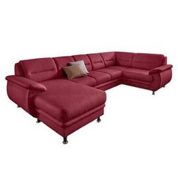 Sit & More sit&more Wohnlandschaft &raquo;Mailand U-Form, B: 312 cm&laquo; optional Schlaffunktion rot NaturLEDER (echtes Rindleder)/Korpus passendes Kunstleder Softlux ;