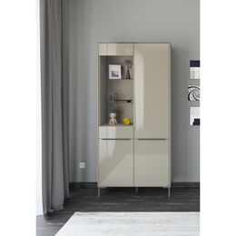 set one by Musterring Standvitrine &raquo;Reno&laquo; 1 Stk. tlg. Mit Winkelfu&szlig; in diversen Farben, 199 cm H&ouml;he & Farbauswahl beige Glas, Holzwerkstoff taupematt 