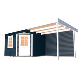 Weka Gartenhaus &raquo;Designhaus 213B Gr.2&laquo; schwarz-wei&szlig; Massivholz Fu&szlig;boden im Gartenhaus, R&uuml;ckwand, ohne Dacheindeckung