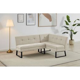 OTTO home Eckbank &raquo;Geranie, Sitzbank, Essbank, pflegeleichter Strukturstoff&laquo; Eckbank inkl. Stauraum, Pulverbeschichtetes Metallgestell beige Polyester