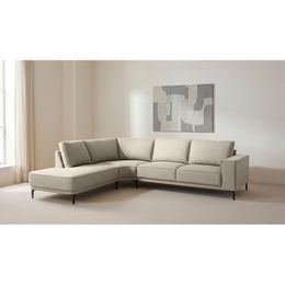 OTTO home Ecksofa &raquo;Casina&laquo; mit abgerundeter Ottomane, in einem weichen Chenille-Stoff beige 100% Polyester B/H/T: 287cm x 85cm x 239cm, Webstoff, 