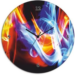 Artland Wanduhr &raquo;Glasuhr rund Feuer und Eis&laquo; wahlweise mit Quarz- oder Funkuhrwerk, lautlos ohne Tickger&auml;usche orange B/H/T: 30cm x 30cm x 1,8cm, Quarzuhr