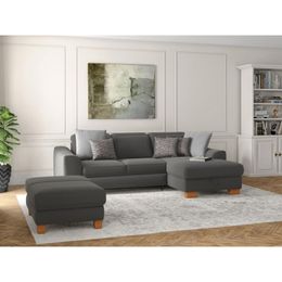 Sit & More sit&more Ecksofa &raquo;Dundee L-Form&laquo; mit Federkern und Massivholzf&uuml;&szlig;en, wahlweise mit Kopfteilverstellung grau B/H/T: 264cm x 86cm x 175cm, Luxus-