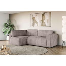 OTTO home Ecksofa &raquo;Zacharia wahlweise Schlafsofa mit Bettkasten, B/T/H 250/166/86 cm&laquo; L-Form mit Wellenunterfederung, Ottomane rechts oder links 