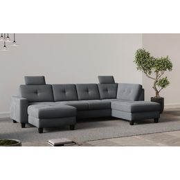 OTTO home Wohnlandschaft &raquo;Varese&laquo; wahlweise mit Schlaffunktion und Bettkasten grau 100% Polyester B/H/T: 304cm x 91cm x 170cm, Luxus-Microfaser ALTARA