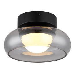 Globo LIGHTING Deckenleuchte &raquo;CARLENE&laquo; LED-Modul 1 Stk. Schwarze Deckenleuchte mit Rauchglas und Acryl opal, LED 6W 1, &Oslash; 20cm H: 10cm, 1 Stk.