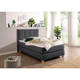 Home Affaire Boxspringbett inklusive Komfortschaum-Topper grau Struktur (100% Polyester), Liegefl&auml;che B/L: 120cm x 200cm, Gewicht bis: 100 kg H3, 