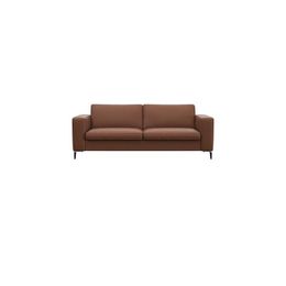 FLEXLUX 2,5-Sitzer &raquo;Fiore, superbequemer Sitzkomfort durch Kaltschaum im Sitz&laquo; breite Armlehnen, F&uuml;&szlig;e Alu+schwarz braun 100% Echteder B/H/T: 196cm x 