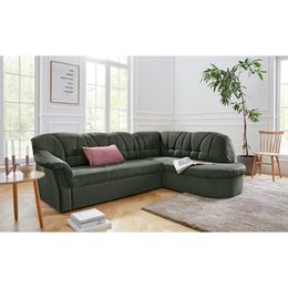 DOMO collection Ecksofa &raquo;Pegnitz, zeitlose und elegante R&uuml;ckensteppung, Breite 246cm, L-Form&laquo; wahlweise mit Bettfunktion gr&uuml;n 100% Polyester B/H/T: 